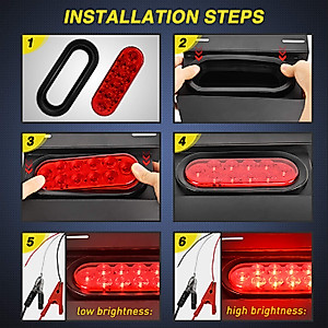 Nilight 4PCS 6" Oval LED Trailer Tail Lights 4PCS 10 LED w/Flush Mount Grommets Plugs Reverse/Back Up Trailer Lights for RV Truck Jeep