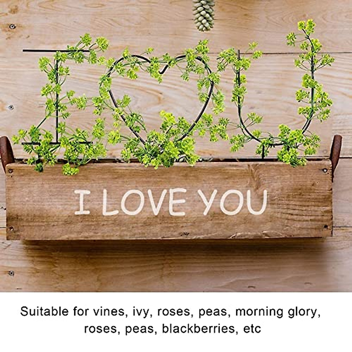 3 Pcs Plants Climbing Holder Rack I Love U Shape Metal Iron Climbing Plant Frame for Vines Ivy Roses