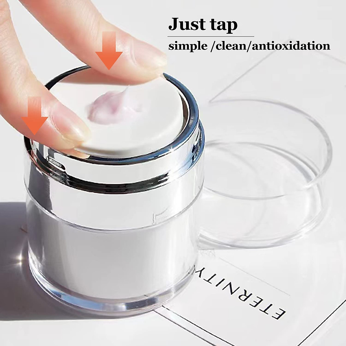 5 Pack Airless Pump Jar set, 1.7 OZ Airless Pump Bottle and Travel Jar for Creams, Vacuum Cosmetics Pump Bottle Dispenser, Travel Container for Creams, Lotion, Cosmetic, Toiletries and Liquid Storage