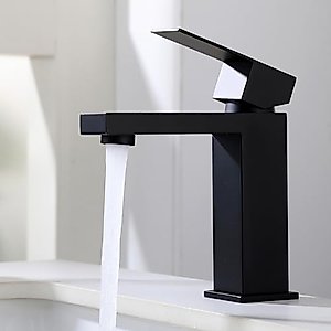 SevenGelok Black Bathroom Faucet Bathroom Sink Faucet One Hole Faucet 【All SUS304 Stainless Steel 】 Single Handle 1 Hole Vanity Faucets for Bathroom Sink NO-Lead Matte Black Bathroom Faucet, SF3-BK
