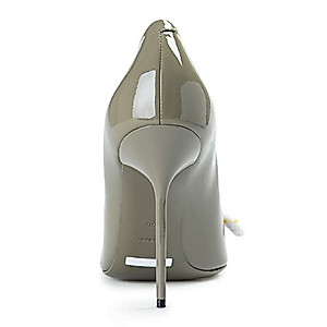 BURBERRY London Women's Finsbury Gray Patent Leather Pumps Shoes Sz US 8.5 IT 38.5