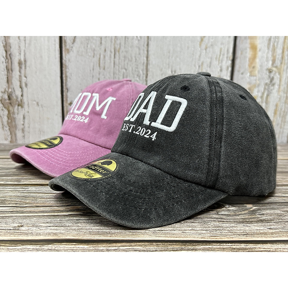 Enodtter Embroidered Dad Mom EST 2024 Hats for Men Women, Mr Mrs Hubby Wifey Mama & Papa Matching Baseball Cap, Anniversary Wedding Gifts
