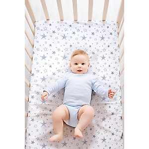 4 Pack Star and Moon Neutral Unisex Fitted Baby Sheets Set for Baby Boys or Girls (Crib Sheets)