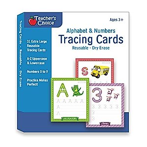 Apostrophe Games Alphabet & Number Tracing Cards, Reusable, Dry Erase, Upper & Lower Case, 31 Large Reusable Cards, Repetitive Tracing Alphabet and Number Cards, Improve Writing Skills, Flash Cards