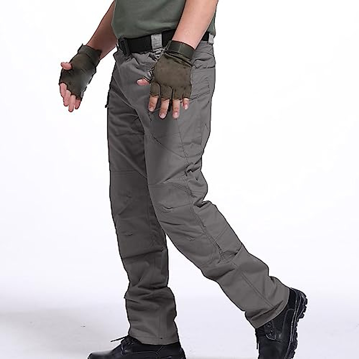 Mens Stretch Waterproof Tactical Pants Water Resistant Ripstop utdoor Military Combat Cargo Pants Hiking Casual Work Trousers Gray