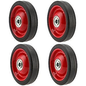 PINGEUI 4 PCS 5 x 1.2 Inch Solid Rubber Tire, Flat Free Solid Rubber Wheels, Hand Truck Replacement Wheels, 1/2-Inch Axle Hole, 110 lbs Max Load-Bearing Capacity