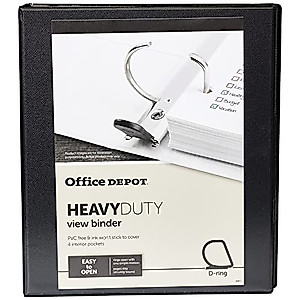 Office Depot® Brand Heavy-Duty Easy Open® Round-Ring View Binder, 1/2" Rings, 54% Recycled, Black