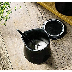 123Arts Multi Ceramic Creamer Pitcher,Sauce Pitcher,Sugar Bowl with Lid And Spoon,9oz