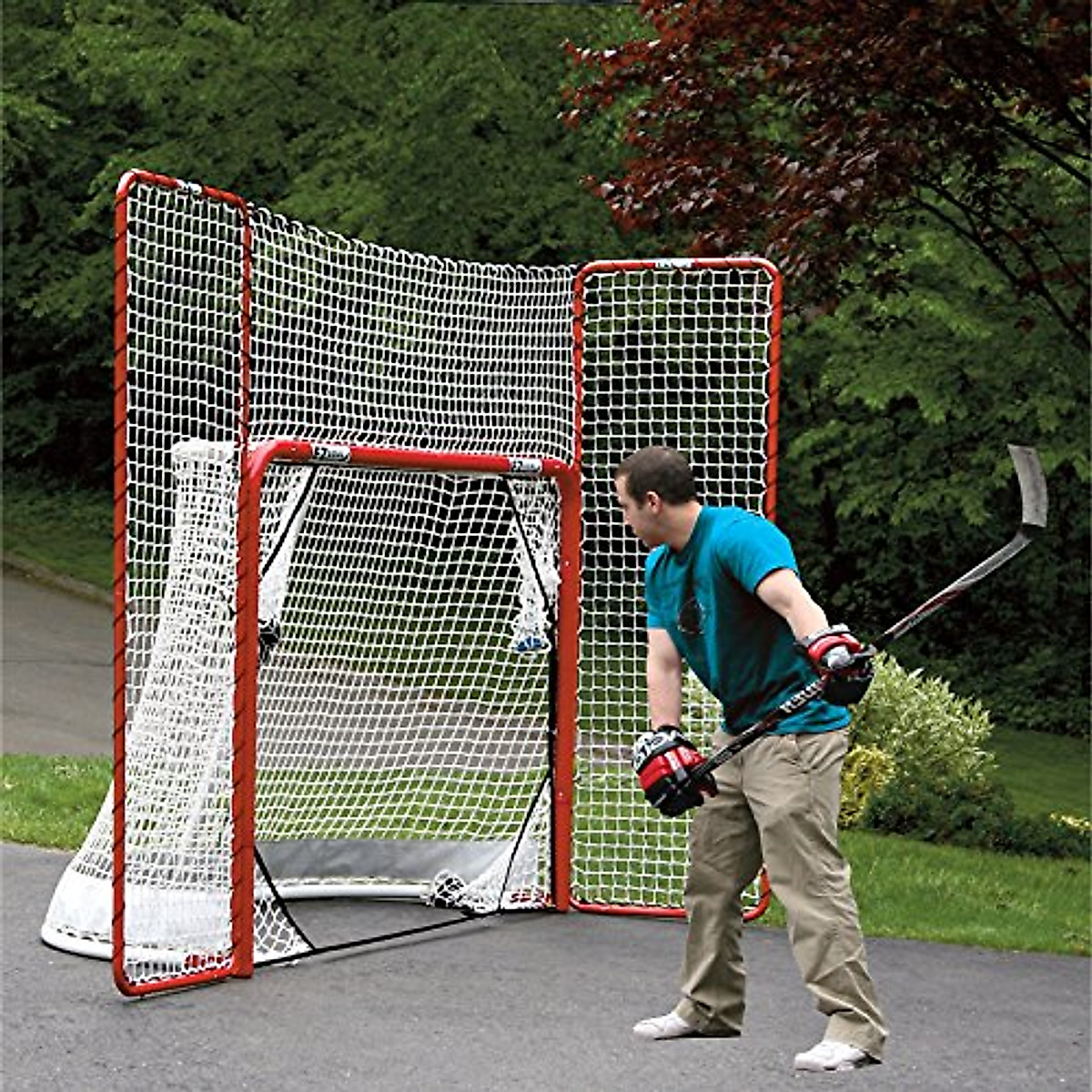 EZGoal Hockey Backstop Kit with Targets, Red/White , 10' x 6'