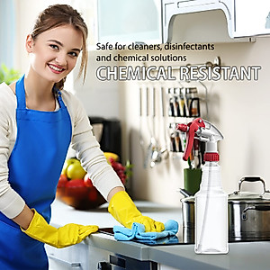 Bar5F Empty Plastic Spray Bottles 16 oz, BPA-Free Food Grade, Crystal Clear PETE1, Red/White M-Series Fully Adjustable Sprayer (Pack of 2)