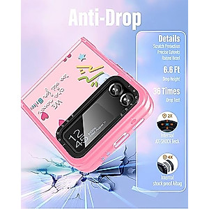 Jowhep for Z Flip 4 Case Girly Cute Cartoon Character Pattern Design for Girls Kids Boys Teens Women Cover Fun Kawaii Cool Clear Soft TPU Cases for Samsung Galaxy Z Flip 4 6.7", Stit CP