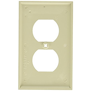 Leviton 80703-IGI 1-Gang Duplex Device Receptacle Wallplate, Ivory, 10-Pack