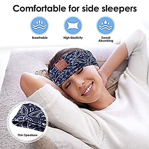 Sleep Headphones Wireless Headband, Sleep Headphones Mask with Ultra Thin HD Stereo Speakers, Headphone Headband for Training Yoga Running Sleeping Meditation(Blue)