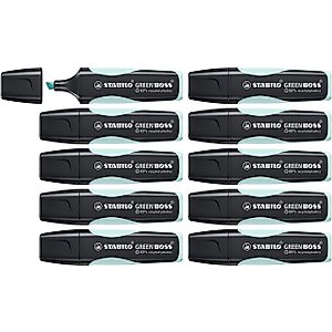 STABILO Highlighter GREEN BOSS Pastel - Box of 10 - Touch of Turquoise