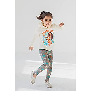 Disney Moana Toddler Girls' Fleece Hoodie and Leggings Clothing Set (White, 7/8)