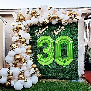 TONIFUL 40 Inch Large Green Numbers Balloons Number 30 Digit 30 Helium Balloons, Foil Mylar Big Number Balloons for Birthday Party Anniversary Supplies Decorations