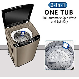 Krib Bling Full-Automatic Washing Machine with Drain Pump, 17.7 lbs Compact Washer, 10 Wash Program & 8 Water Level, Ideal for Apartment, Dorm, RV