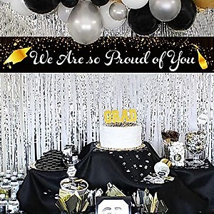 Large We are So Proud of You Banner,2022 Graduation Party Decorations,Congratulations Banner Backdrop,,Congrats Grad Backdrop Hanging Banner Outdoor Indoor (9.8 x 1.6 feet)