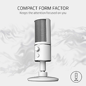 Razer seiren x USB Streaming Microphone Professional Grade builtin Shock Mount supercardiod Pickup Pattern Anodized Aluminum Mercury White renewed