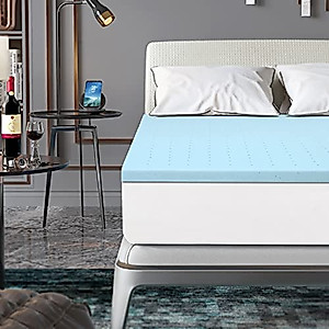 GOFLAME 4 Inch Memory Foam Mattress Topper Queen, Ventilated Gel-Infused Bed Mattress Topper, CertiPUR-US Certified, Comfort Body Support & Pressure Relieving