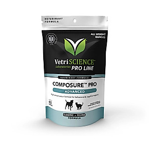 VetriScience Composure Pro Advanced - Advanced Calming Supplement for Dogs & Cats - Calming Aid Soft Chews - Chewable Calming Supplement - Advanced Calming Bite Formula - 45 Chews