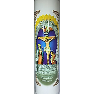 Senor de Los Milagros| LED Flame Less Prayer Candle with Automatic Timer | Spanish | 7-Day Novena Candlelight Vigils | Catholic Religious Gifts