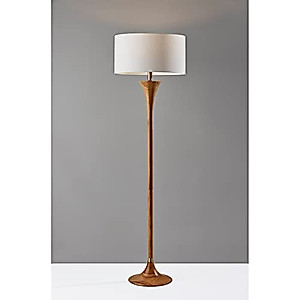 Adesso 1601-12 Rebecca Floor Lamp Natural Rubberwood with Antique Brass Accent