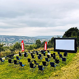 OZIS 25Ft Inflatable Outdoor and Indoor Movie Projector Screen - Blow up Mega Cinema Theater Projector Screen with 450W Blower - Supports Front and Rear Projection - for Backyard Party Barbecue Travel