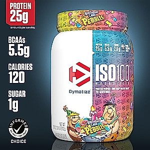 Dymatize ISO 100 Whey Protein Powder with 25g of Hydrolyzed 100% Whey Isolate, Gluten Free, Fast Digesting, Birthday Cake, 20 Servings