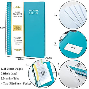 2023-2024 Academic Planner - Planner 2023-2024, 2023-2024 Planner Weekly and Monthly with Tabs, July 2023 - June 2024, 6.25" × 8.3", Strong Twin-Wire Binding, Round Corner, Improving Your Time Management Skill