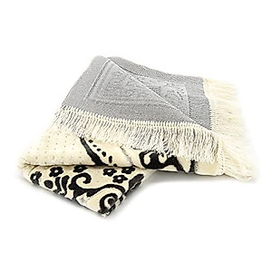 Special Lux Velvet Muslim Prayer Rug | Thick | Janamaz | Sajadah | Soft Islamic Prayer Rug | Islamic Gifts | Prayer Carpet Mat, Elegant, Grey