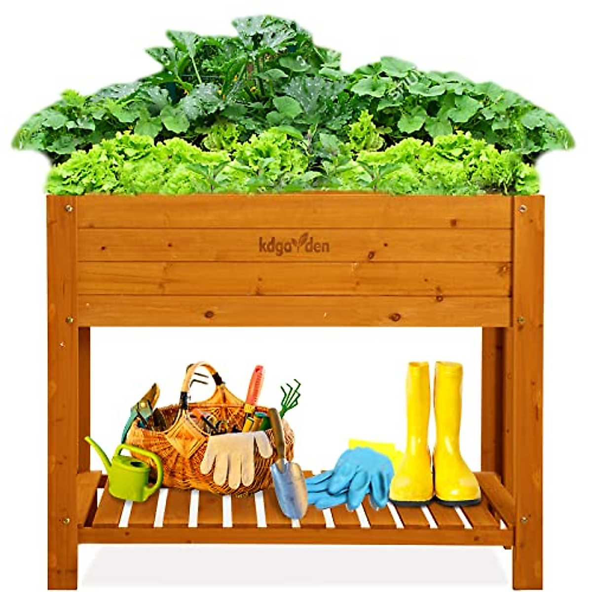 Raised Garden Bed Wood Planter Box Outdoor Wooden Elevated Planters Raised Beds with Legs for Vegetable Flower Herb, 48"x24"x33"H, Standing Gardening Box with Liner for Backyard, Patio, Deck