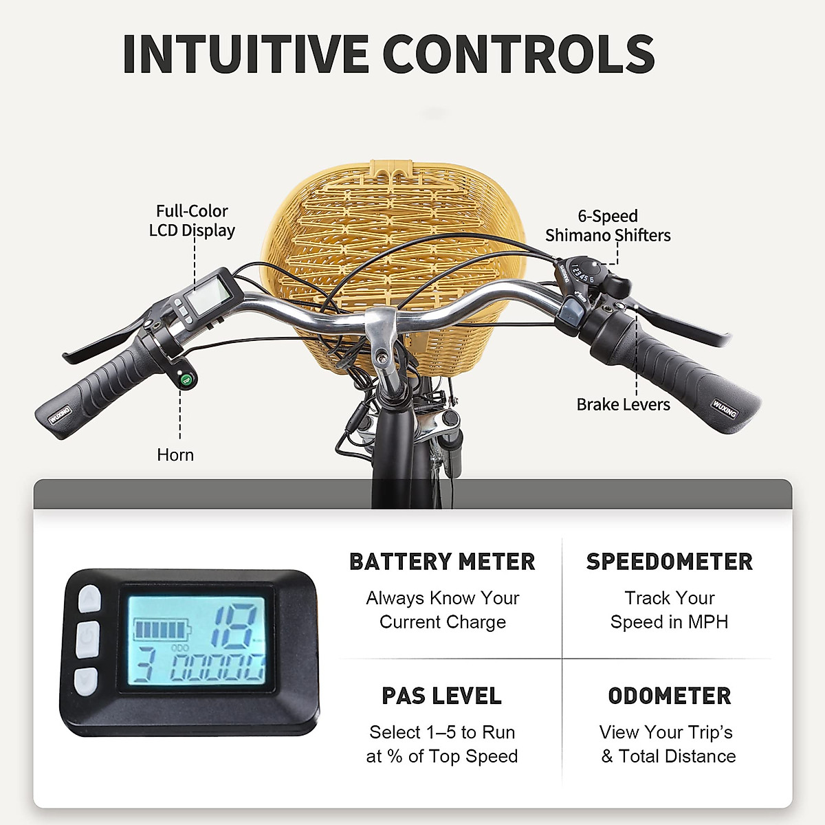 NAKTO/SPARK 26" Electric Bike Commute Electric Bicycle 350W Brushless Gear Motor Ebike with Removable Waterproof Large Capacity 36V10A Lithium Battery and Sporting 6 Speed Gear E-Bike(Black)