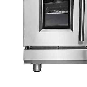 Forno 48-inch French Door Gas Range with 1 Sealed Dual-Ring Brass Burner 20K BTU - 4.32 Cu.Ft Convection Fan Oven 30,000 BTU - Modern Design Kitchen Range with Air Fryer Basket, Rack & Drip Pan