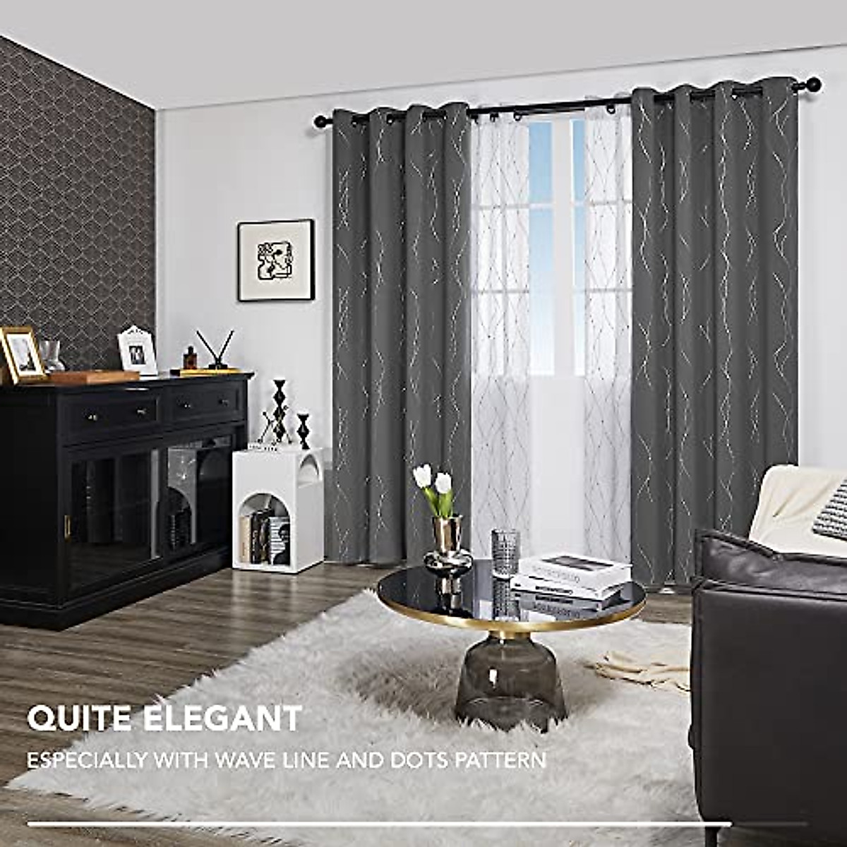 Deconovo Blackout Curtains for Bedroom 84 Inches Long, Black Out Curtains for Bedroom Windows, Thermal Insulated Curtain Drapes Grey (52W x 84L Inch, Grey, 2 Panels)
