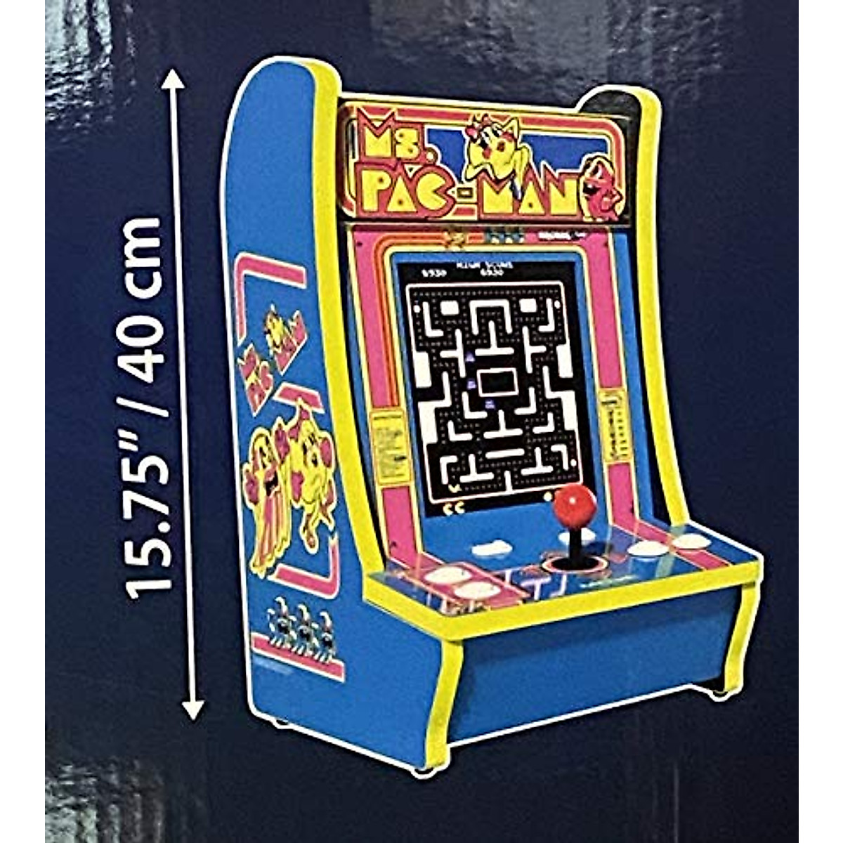 Ms Pacman Arcade 1 Counter-Cade Top Real Feel Arcade Controls! 15.75" High Includes Power Adapter, Instructions, and Ms. Pac-Man 1 Up Arcade