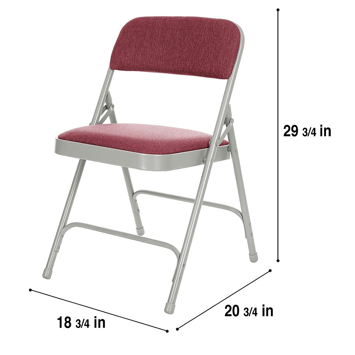 OEF Furnishings Deluxe Fabric Upholstered Double Hinge Premium Folding Chairs, Red