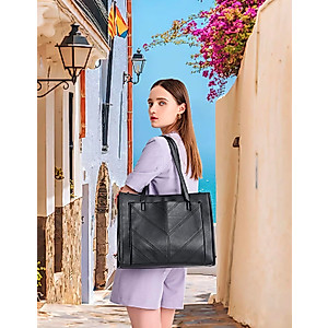 Laptop Tote Bag for Women 15.6 Inch Leather Computer Totes Trendy Business Office Work Briefcase