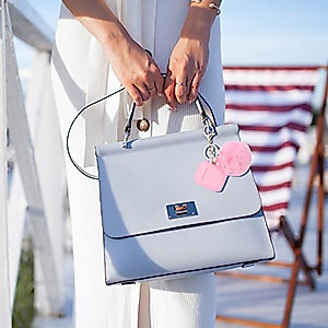 Pink Case for Women Cute Case Designed for AirPods Cover with Pom pom, Silicone Protective Keychain Case Compatible with AirPods 1/2, Accessories Keychain and Pom pom(Pink)