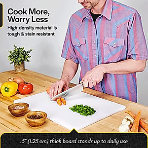 Thirteen Chefs Cutting Boards for Kitchen - 30 x 18 x 0.5" White Color Coded Plastic Cutting Board with Non Slip Surface - Dishwasher Safe Chopping Board