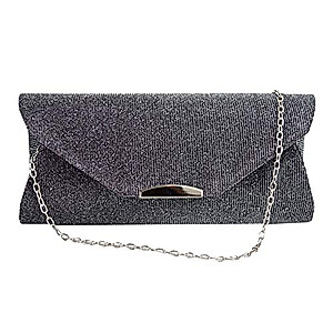 ZLMBAGUS Ladies Frosted Satin Evening Clutch Purse Bag Party Prom Wedding Envelope Crossbody Handbags Dark grey