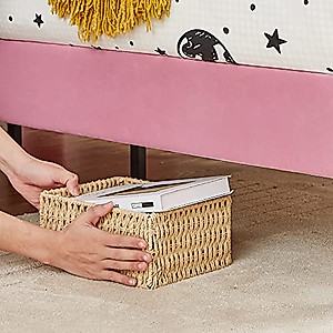 VECELO Twin Size Upholstered Platform Bed Frame with Fabric Headboard,Wooden Slats Support/No Box Spring Needed/Mattress Foundation/Easy Assembly,Pink