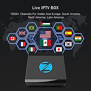 IPTV Box with 10000+ Channels Sports,Kids,News,Movies,Series,24/7 Live Channels and More,4K 2GB RAM 16GB ROM Supports Dual Band Wi-Fi&Bluetooth