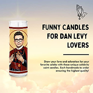 Dan Levy Celebrity Prayer Candle - Funny Saint Candle - Prayer Pop Culture Votive - 100% Handmade in USA - Funny Celeb Novelty Actor TV Show Gift