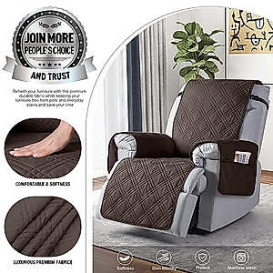 TAOCOCO 100% Waterproof Recliner Chair Cover, Oversized Recliner Covers for Large Recliner Chair with Double Straps, Non Slip Reclining Chair Cover for Kids, Pets(Oversized Recliner, Chocolate)