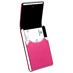 Padike PU Leather Business Card Holder for Women Professional Business Name Card Holder Stainless Steel Business Card Case with Magnetic Shut (Rose red)