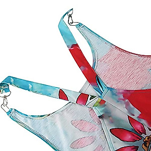 Women Boho Wide Leg Jumpsuits Summer Floral Skeleton Print Plus Size Baggy Dungarees Overalls Y2k Romper Clothes (Color A, Small)