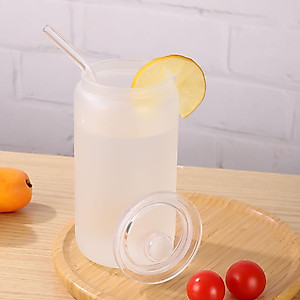 5 PACK Acrylic Lids Fit, Replacement Lids for 16 oz Glass Cups, Reusable Iced Coffee Cup Beer Can Drinking Glasses for Smoothie Whiskey Boba Soda Tea Gift(Clear)