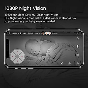 ebemate 1080P Smart Baby Monitor Camera,AI Video Baby Monitor with HD Video & Audio No Glow Night Vision,Soft Night Light,Temp & Humidity Sensors & Two-Way Talk Audio Cam Baby Monitoring-U1 Plus