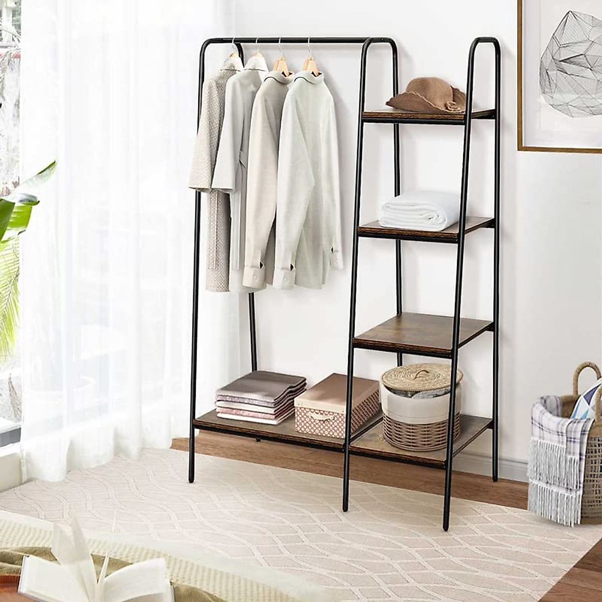 DOUBAO Floor-Standing Coat Rack Home Bedroom Iron Hanger Clothing Store Bag Shoes Display Clothes Rack